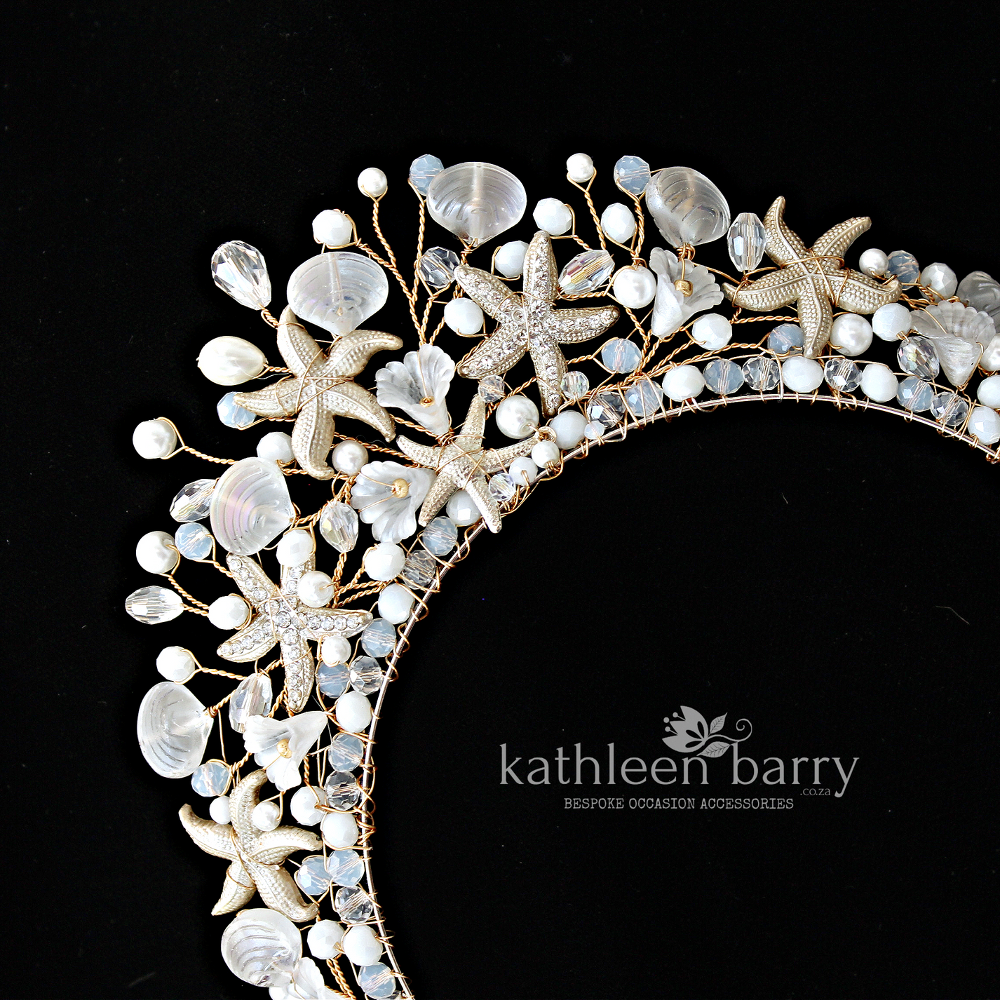 Starfish tiara style crown sea glass shells - beach wedding ideas ...