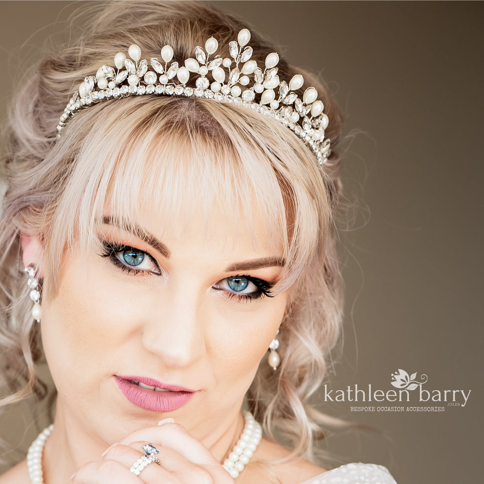 wedding bridal Rhinestone & pearl tiara / crown online shop south ...