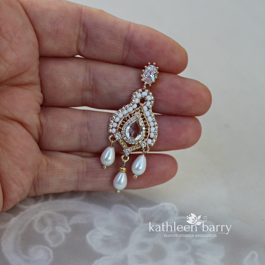 Earrings bridal wedding pearl crystal Earrings south africa online shop ...