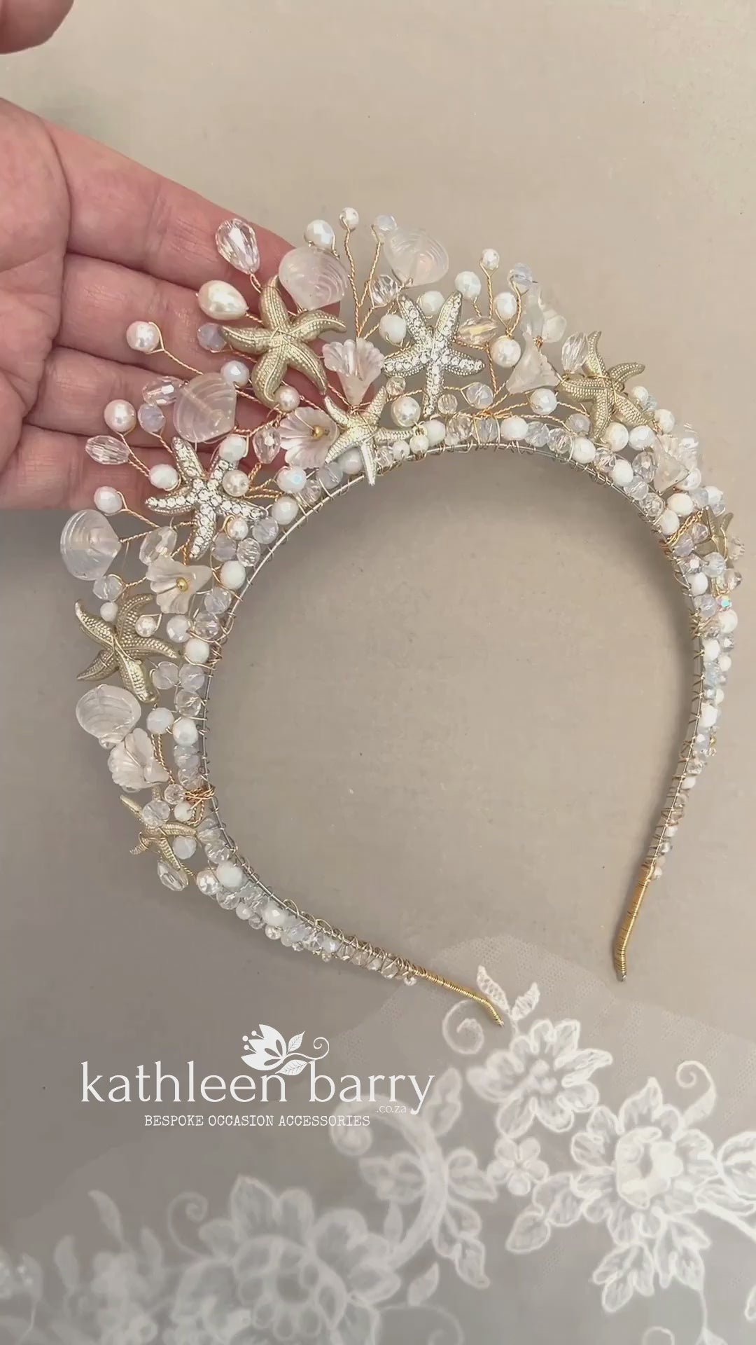 Starfish tiara style crown sea glass shells - beach wedding ideas ...
