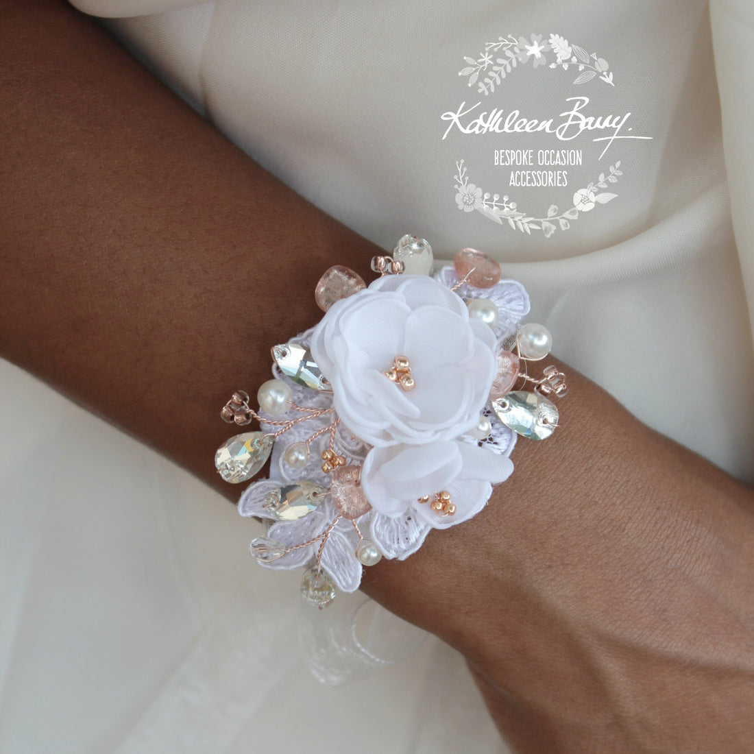 Rose gold wrist corsage cuff bracelet - Rose gold or (ass colors on re ...