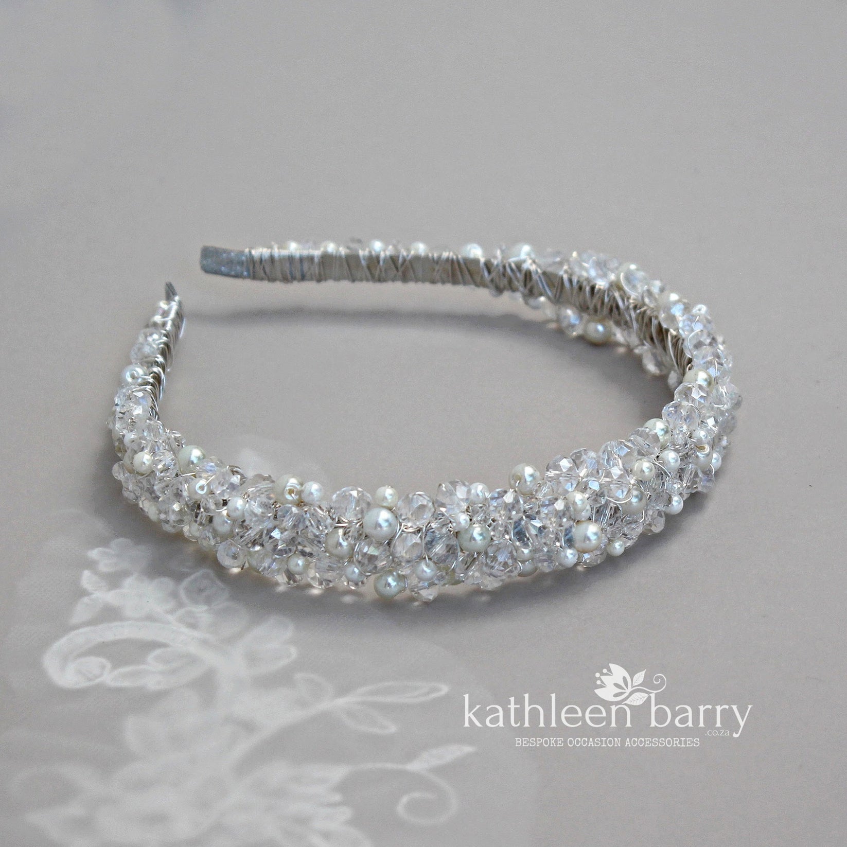 Wedding Crystal And Pearl Bridal Headband Alice Band Style Head Band